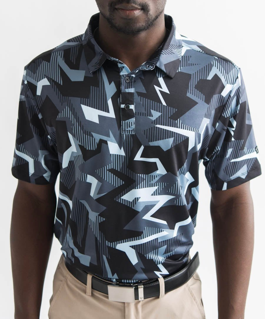 Black And Gray Polo Shirt - Graphite Glitch. Epic Polos. Only $39.95 ...