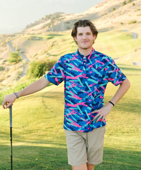 8-Track Neon Golf Shirt. Seriously Great Polos. Only $39.95. – Yatta Golf