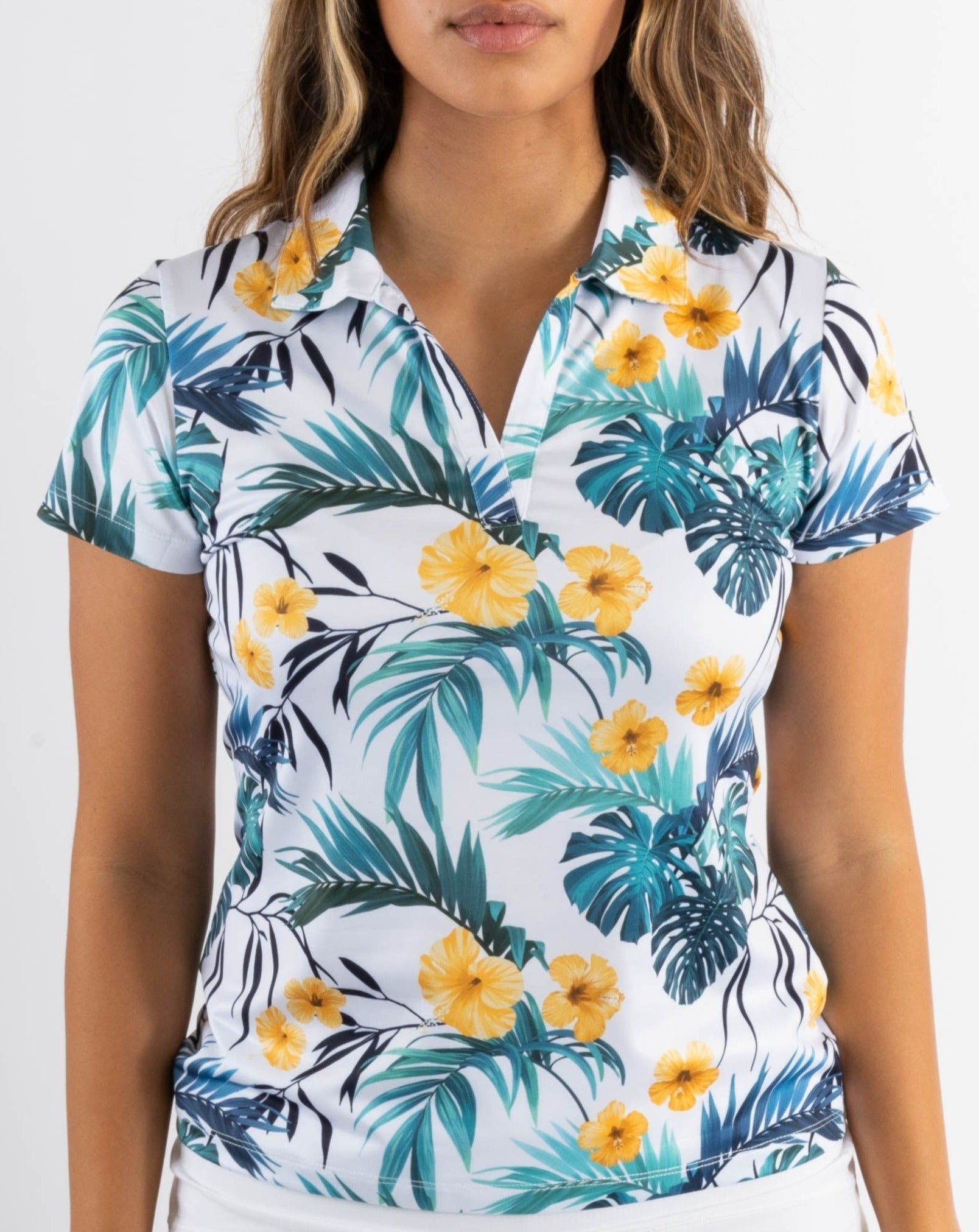 Women's Green And Yellow Polo Shirt - Alaula. Only $39.95. – Yatta Golf